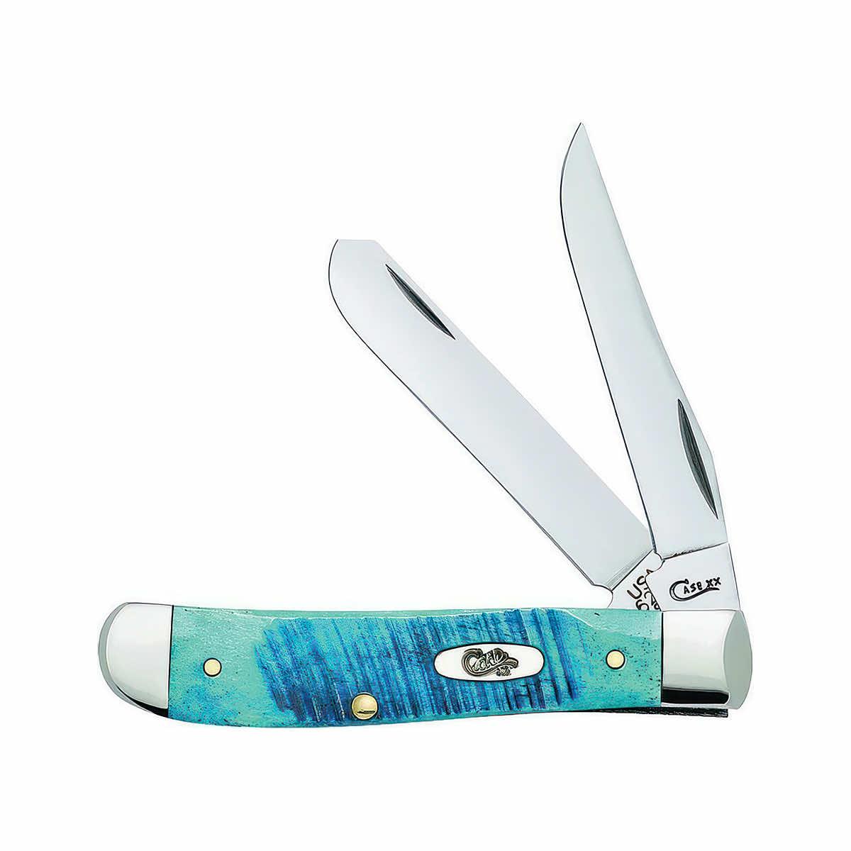 Sawcut Jig Caribbean Blue Bone Mini Trapper Knife