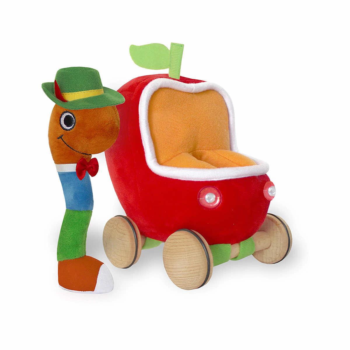 Lowly Worm Plush Toy with Apple Car