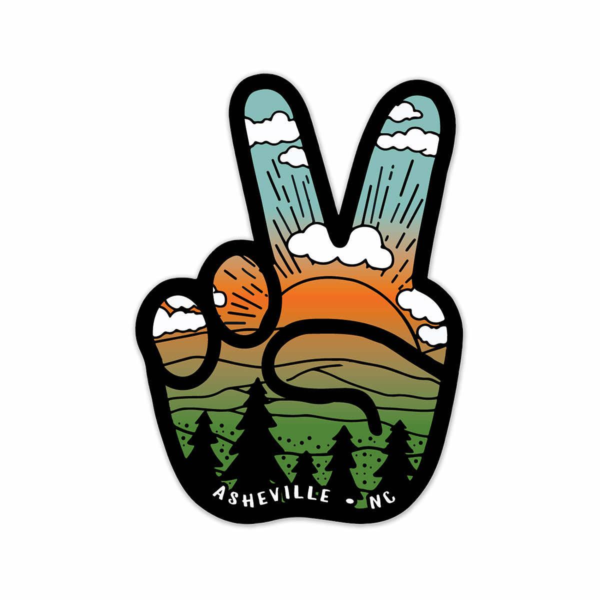 Mast General Store | Asheville Peace Sign Mountains Sticker