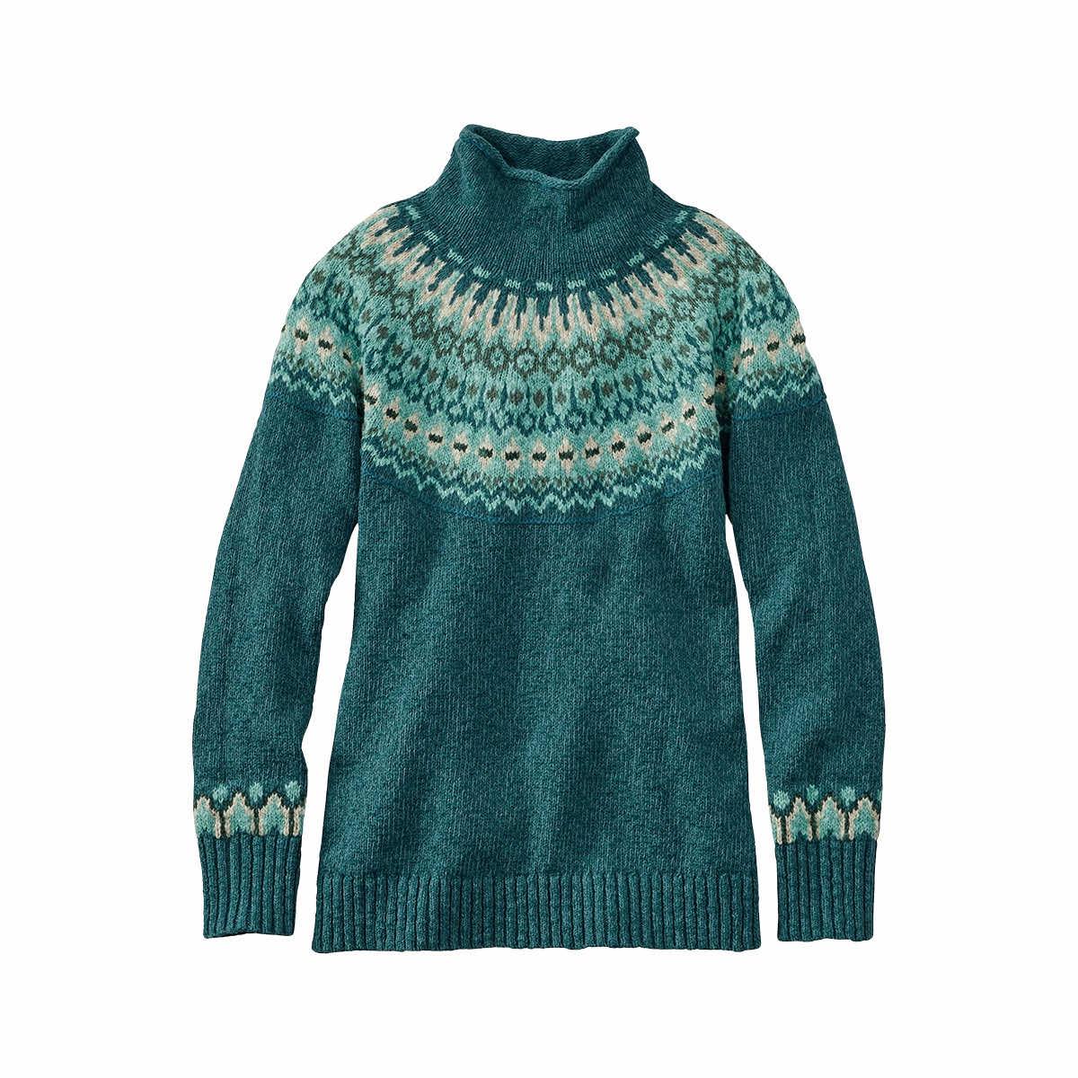 Women's Cotton Ragg Long Sleeve Fair Isle Sweater - Curvy