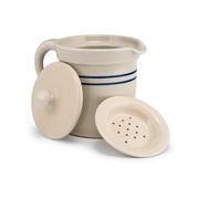 Mast General Store | Blue Stripe Pottery - Grease Jar with Strainer